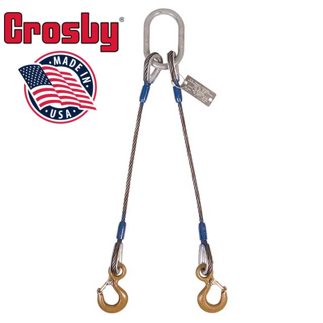 2 Leg Wire Rope Bridle Slings - Domestic with Crosby Hardware