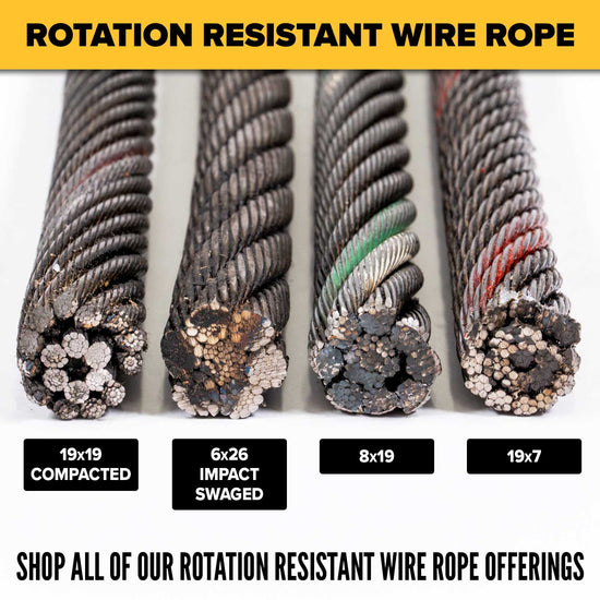 3/8" 19x7 Rotation-Resistant Wire Rope | 500' Coil - 12,300 lbs. BS