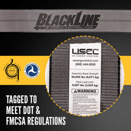 BlackLine 4" x 30' Ratchet Tie Down Strap with 18" Chain Ends