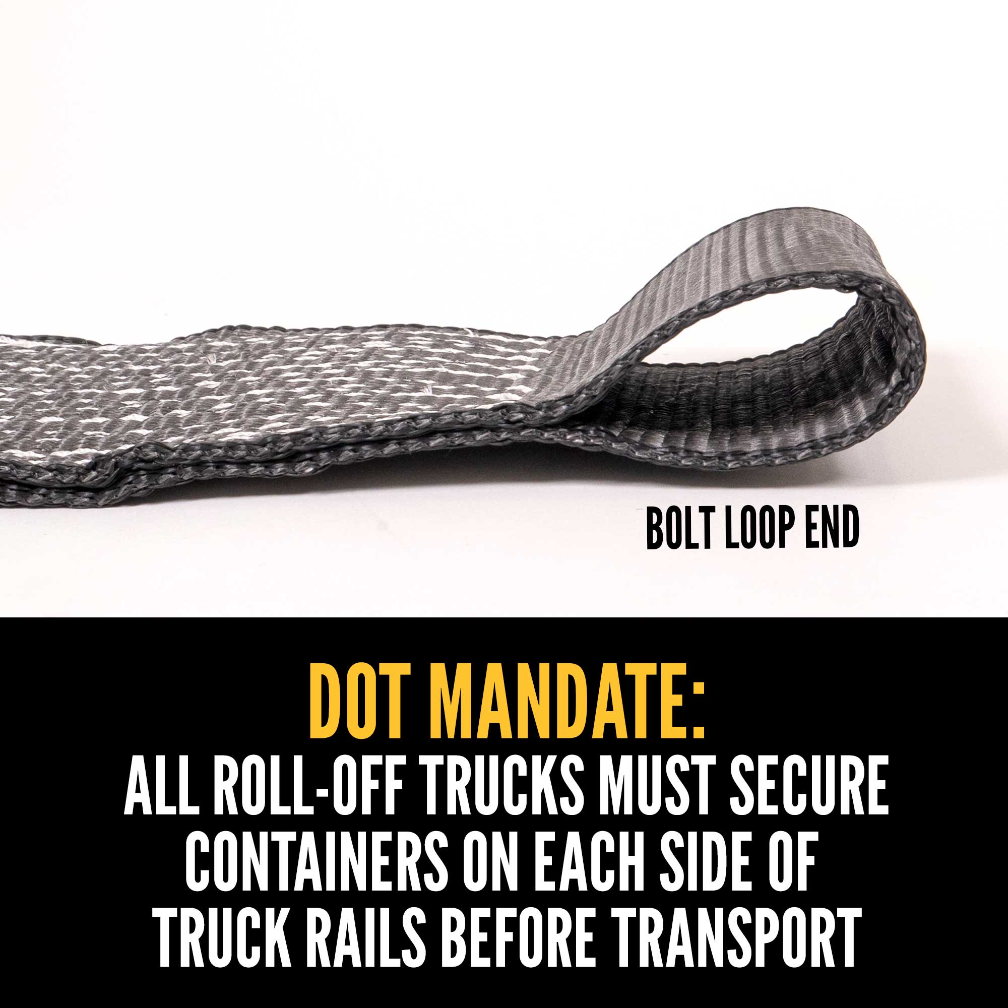 BlackLine 4" x 5' Roll Off Container Strap with Sewn Loop