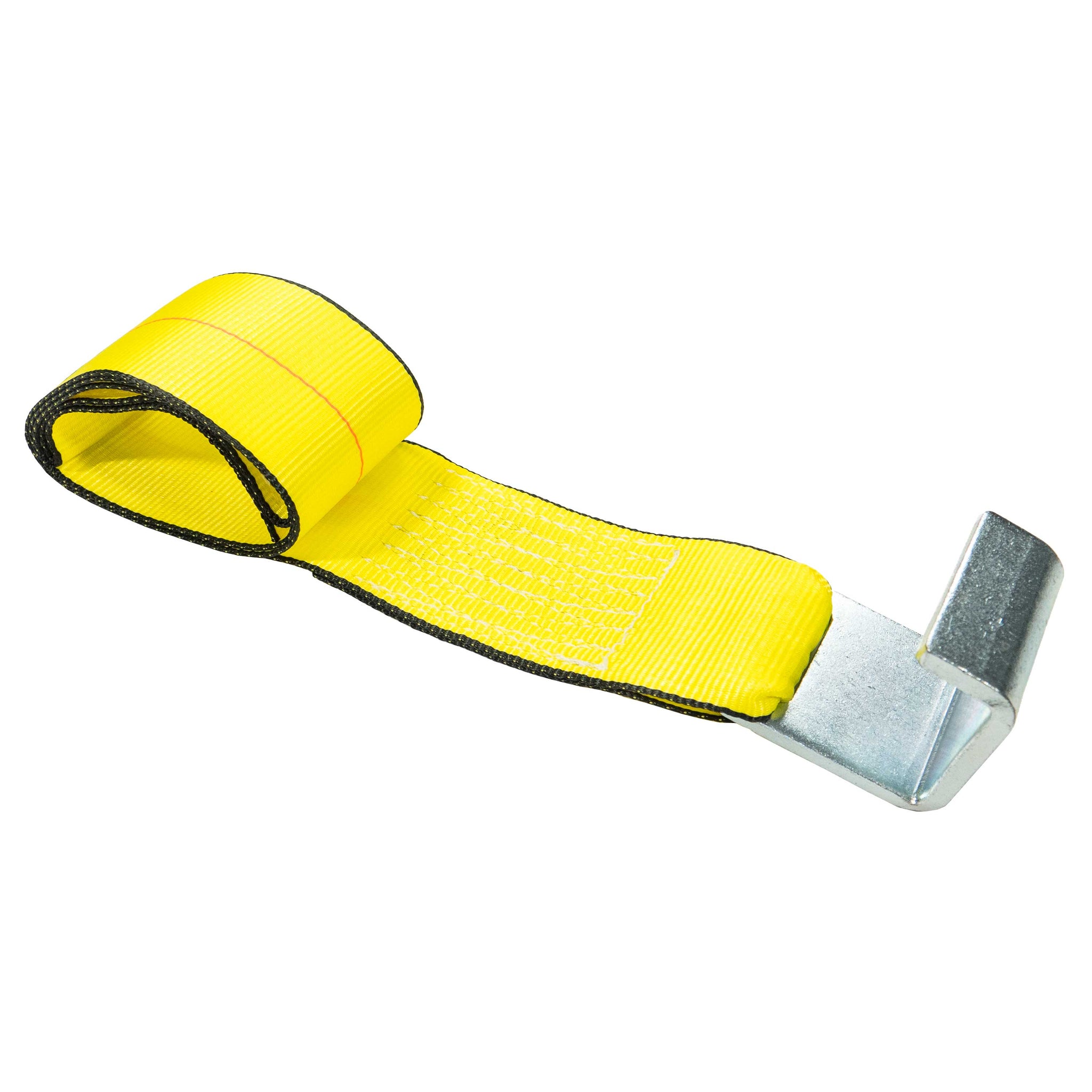 4" x 4' Roll Off Container Strap with Sewn End Loop | Yellow