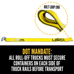 4" x 4' Roll Off Container Strap with Sewn End Loop | Yellow