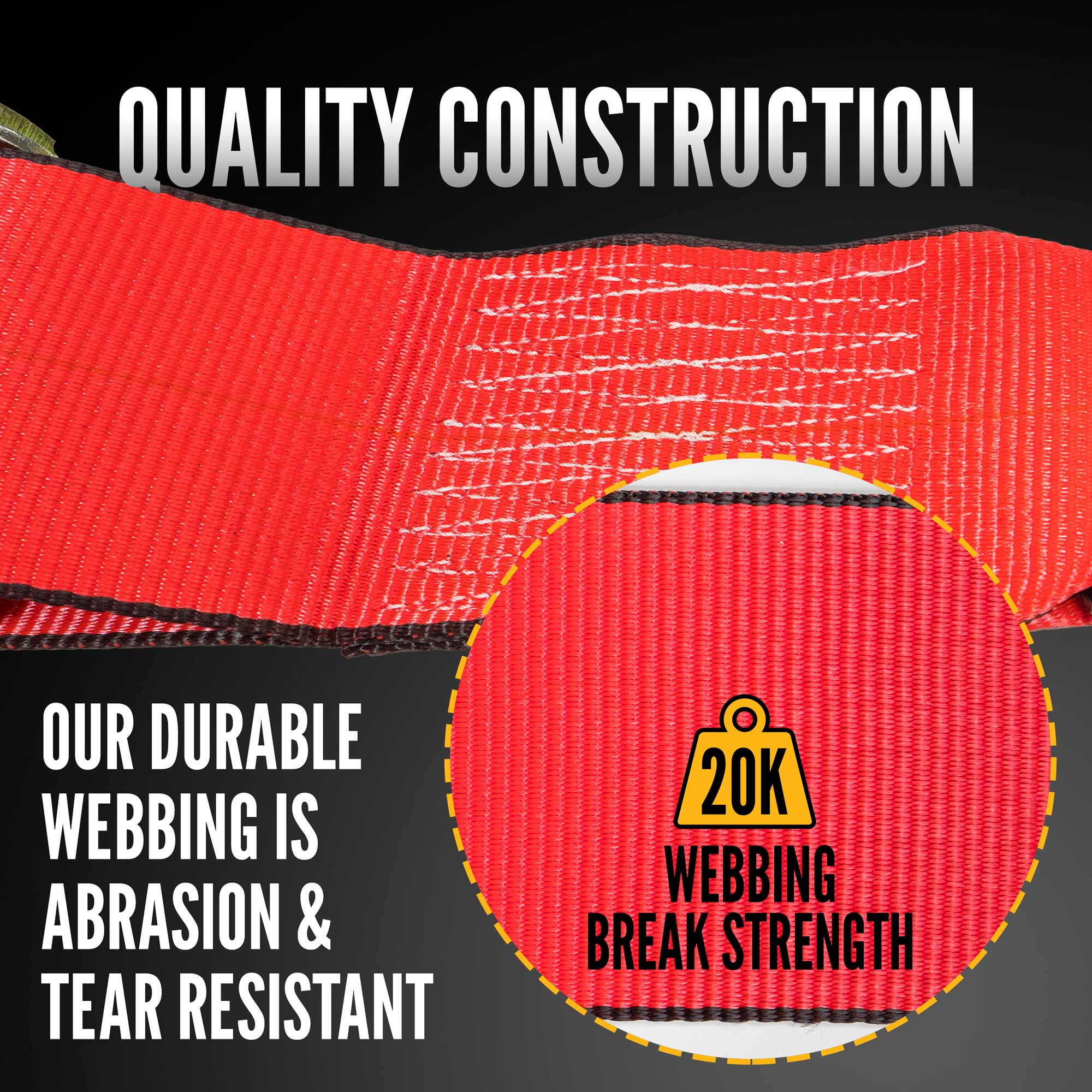 4" x 27' Trailer Winch Strap with Wire Hook | Red