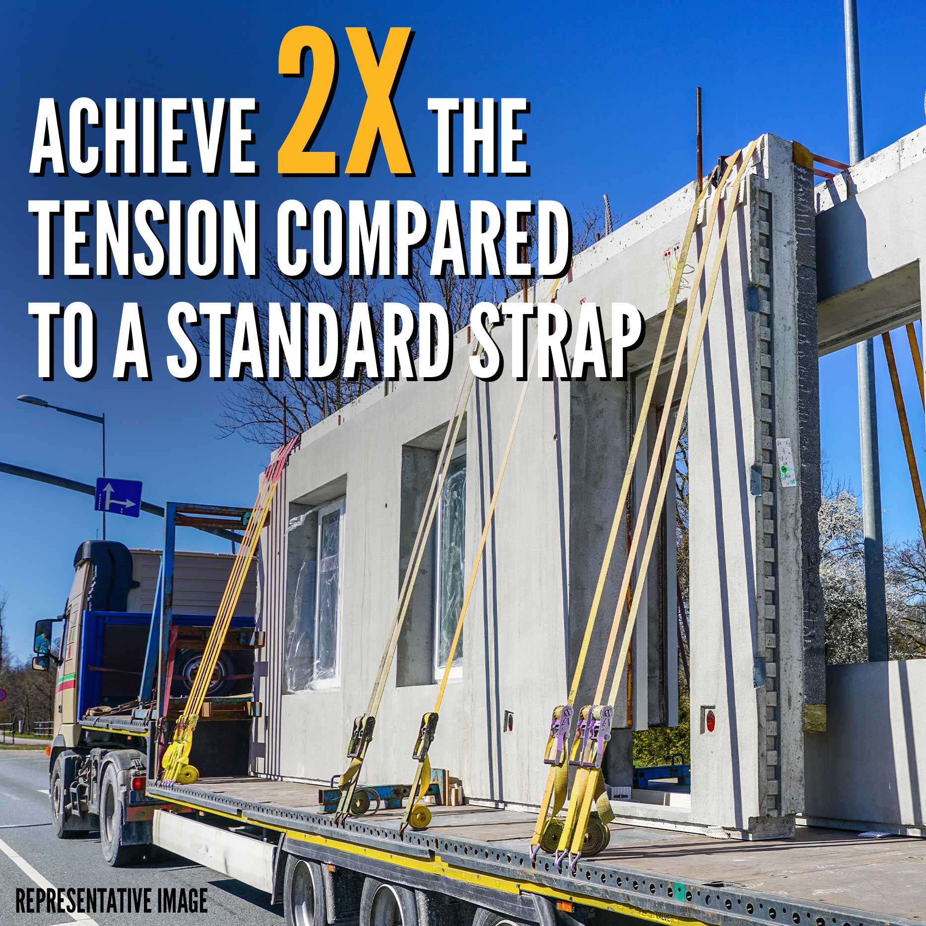 4" x 27' Reverse-Action Ratchet Strap with Wire Hooks | Yellow