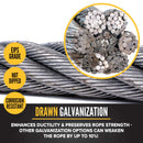 1/2" 6x19 Galvanized Wire Rope - EIPS IWRC - 26,600 lbs. BS