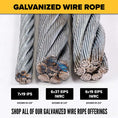 1/2" 6x19 Galvanized Wire Rope - EIPS IWRC - 26,600 lbs. BS