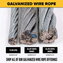 1" 6x37 Galvanized Wire Rope - EIPS IWRC - 103,400 lbs. BS