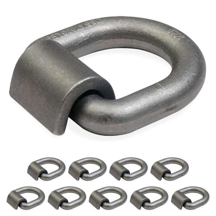 1" Weldable D-Ring & Mounting Clip - 47,000 lbs. BS | 10-Pack