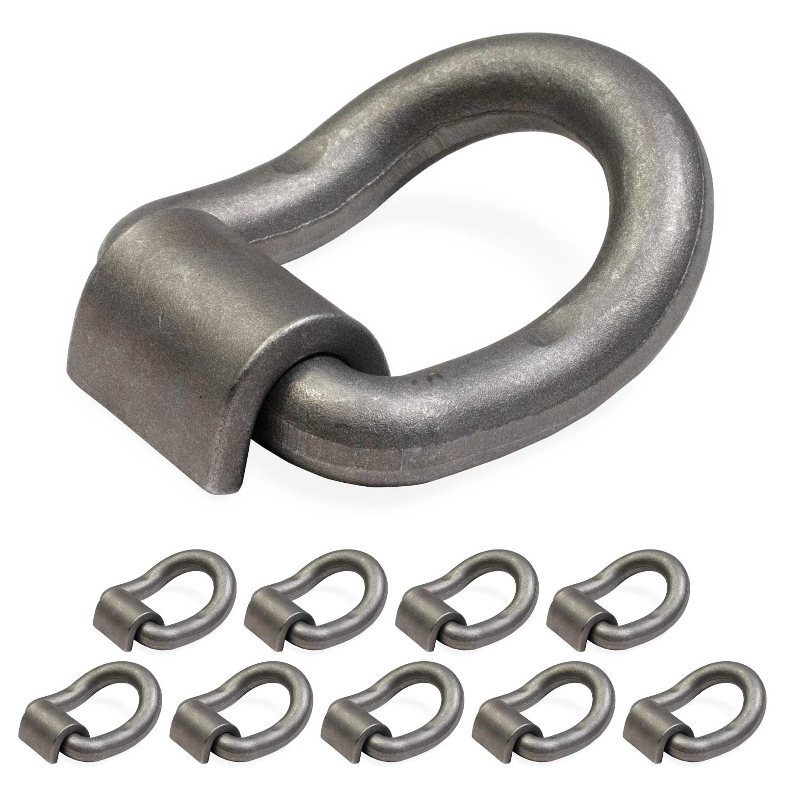 1" Bent Weldable D-Ring & Mounting Clip - 47,600 lbs. BS | 10-Pack