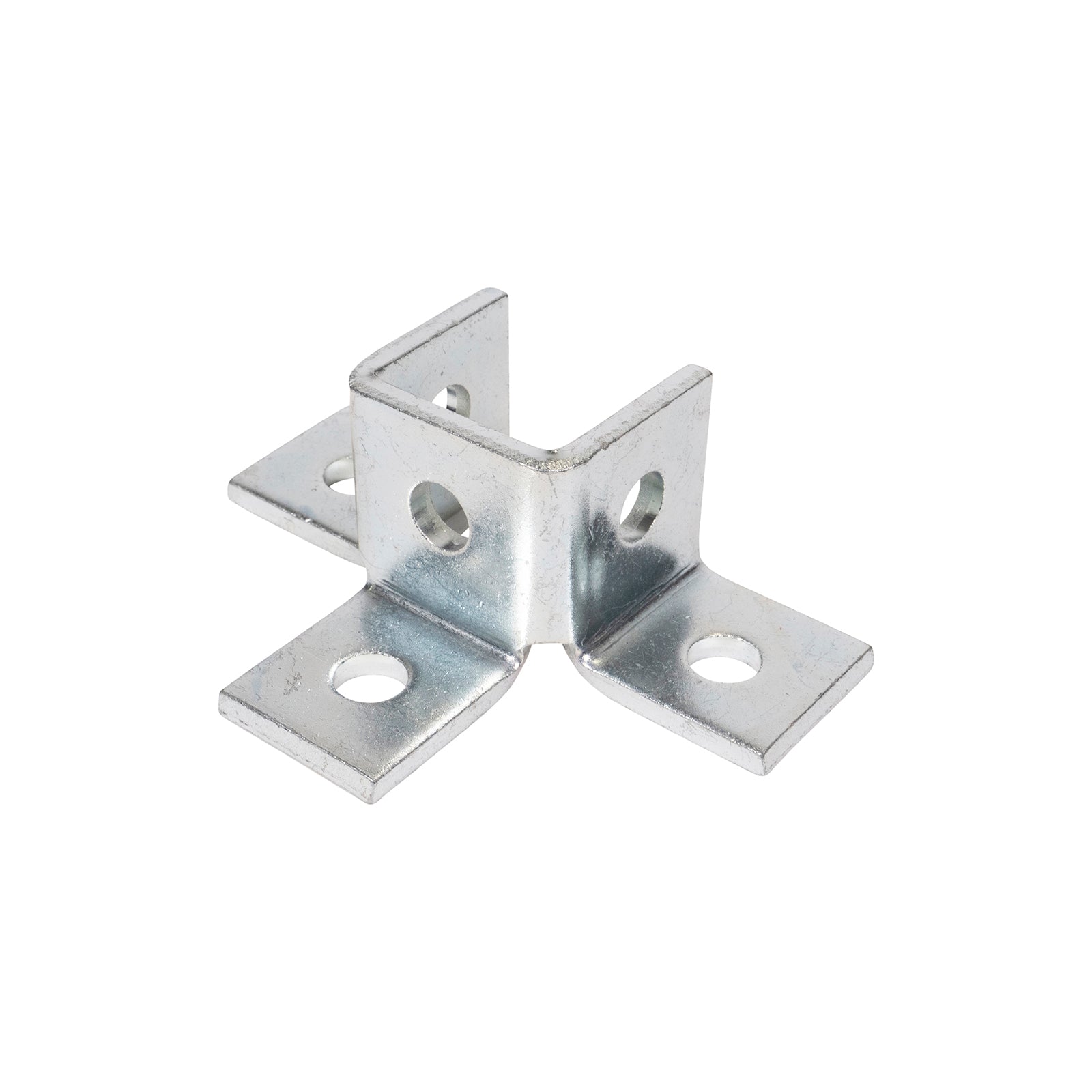 6-Hole 3-Way Channel Wing Connector - Electro-Galvanized