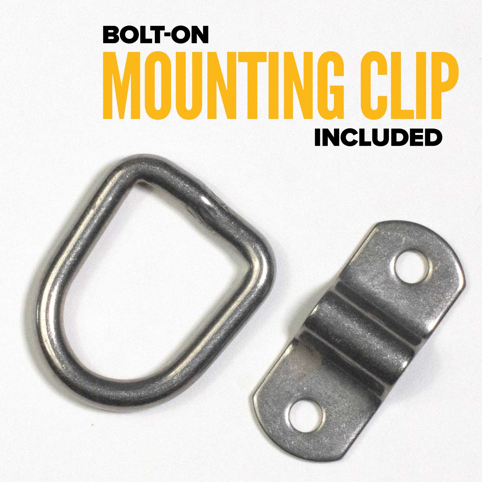 1" Stainless Bolt-On D-Ring & Mounting Bracket - 800 lbs. BS