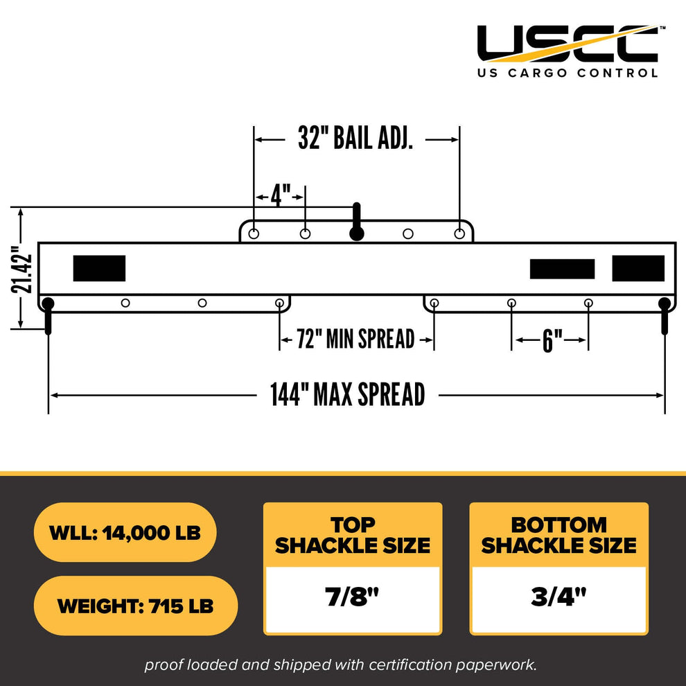 Adjustable Length Economy Lifting Beam - 14,000 Lb. Capacity - 12' Max ...