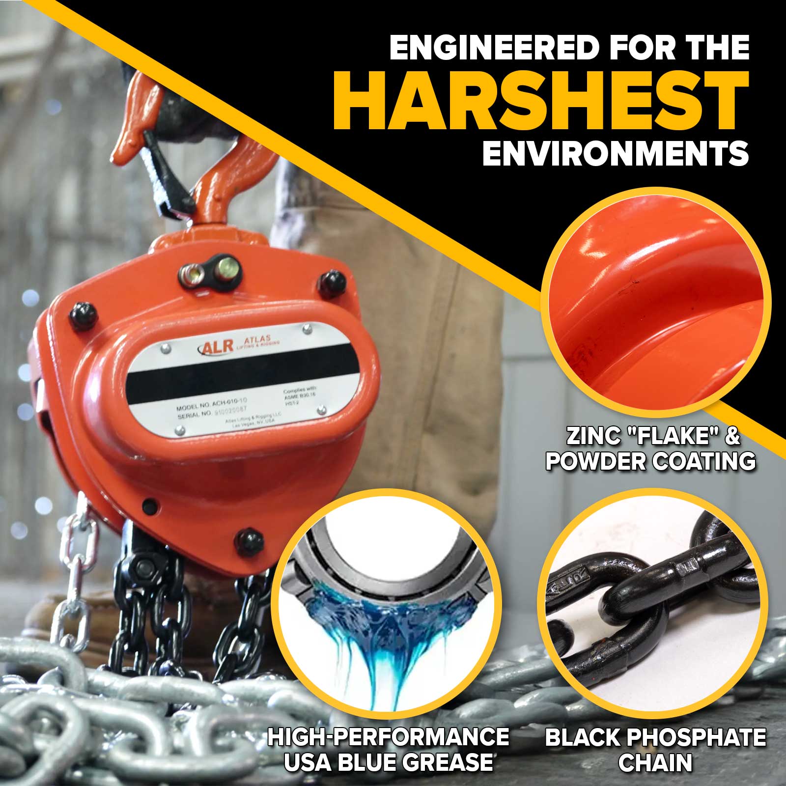 Atlas Hand Chain Hoist | 1 Ton x 10' Lift