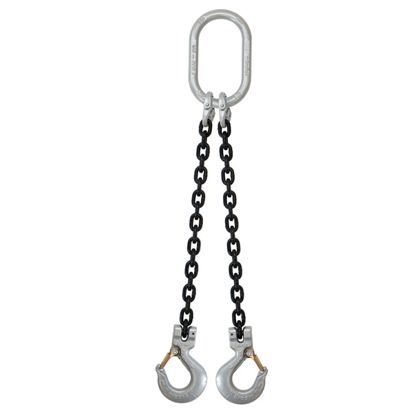 3/4" x 18' - Domestic 2 Leg Chain Sling with Crosby Sling Hooks - Grade 100