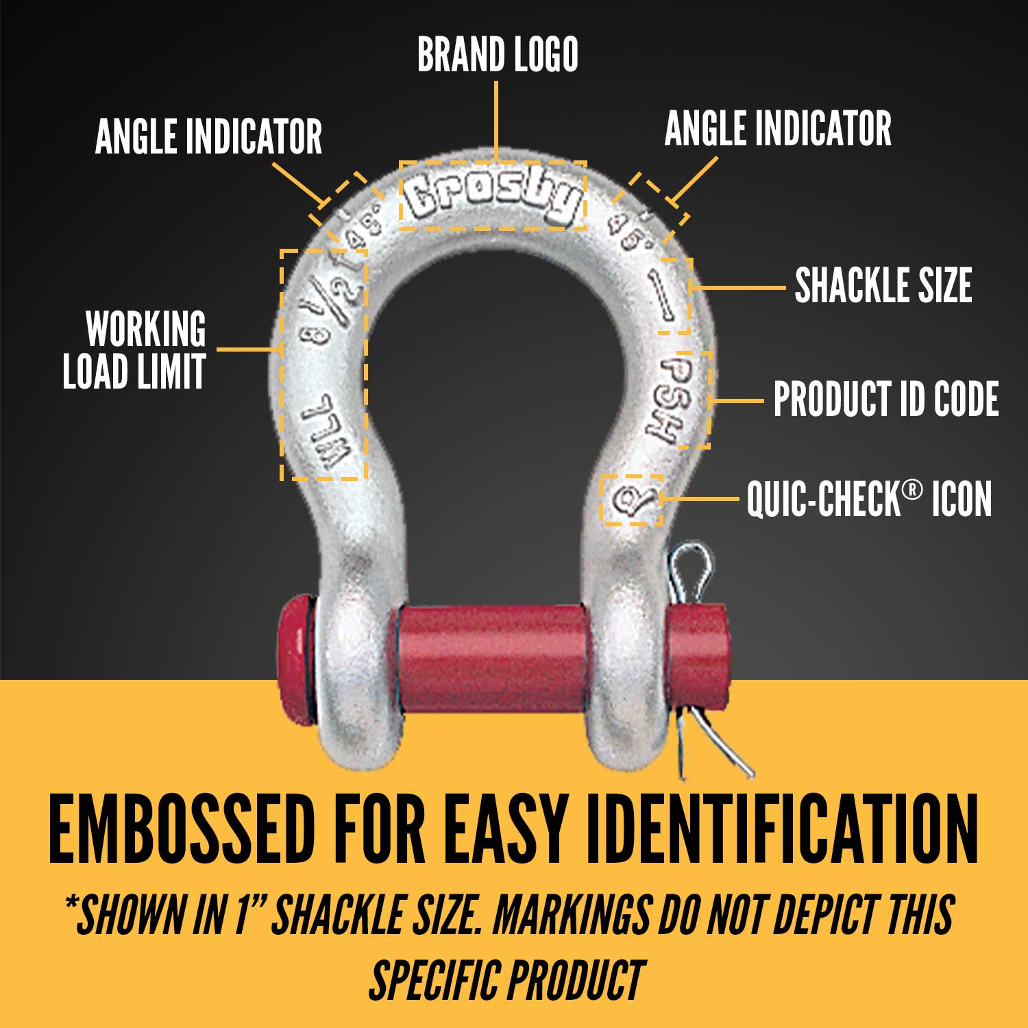 2" Crosby® G-213 Round Pin Anchor Shackle - 35 Ton