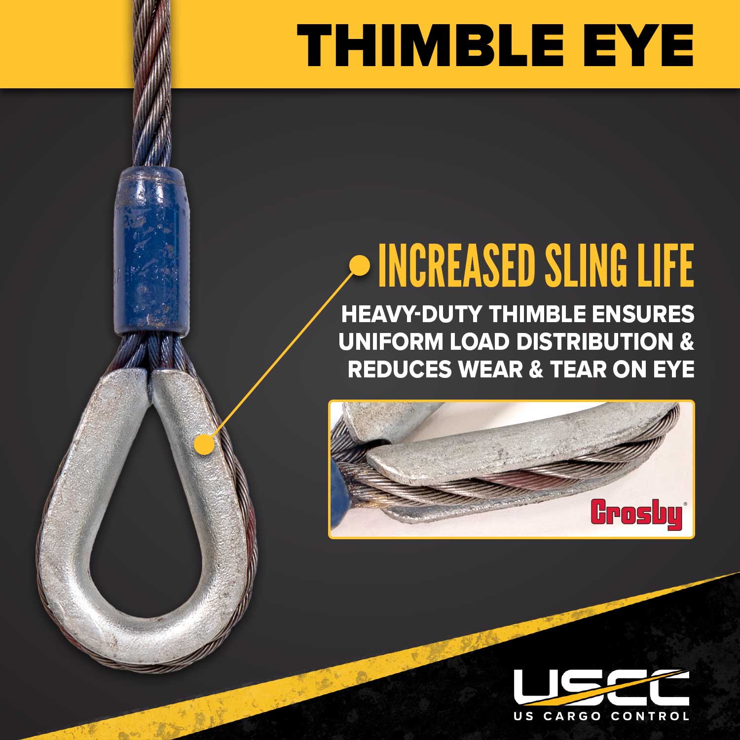 5/8" x 16' Sliding Choker Wire Rope Sling | Domestic with Crosby Hardware