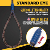 5/8" x 10' Sliding Choker Wire Rope Sling | Domestic with Crosby Hardware