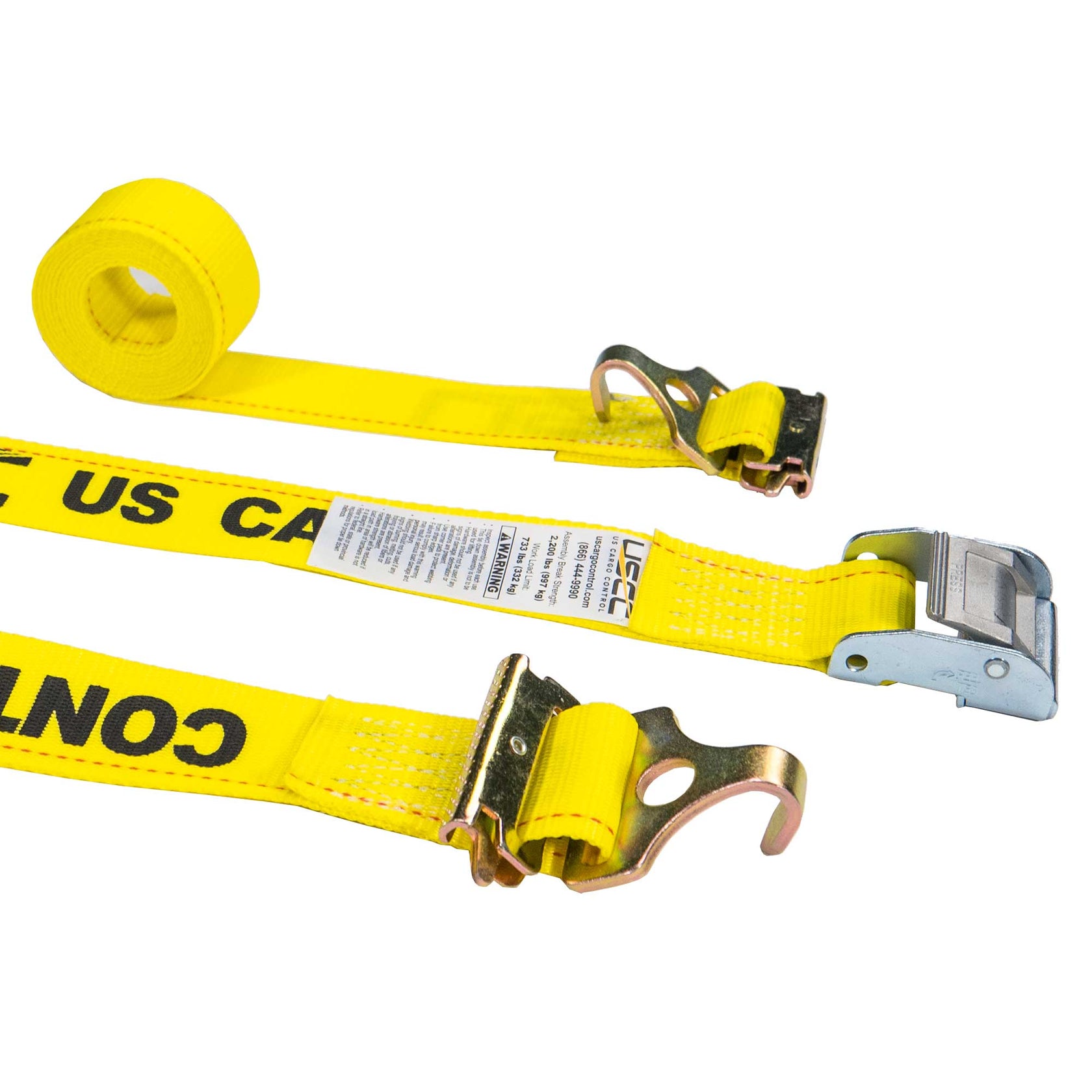 2" x 12' Yellow Cam E-Track Strap | F-Hooks & E-Fittings | 2,200 BS