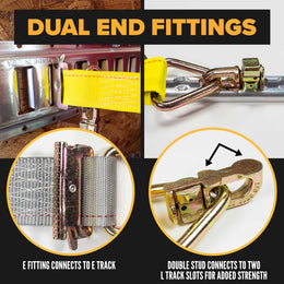 2" x 16' Gray Ratchet E-Track Cargo Strap | Double Stud & E-Fittings