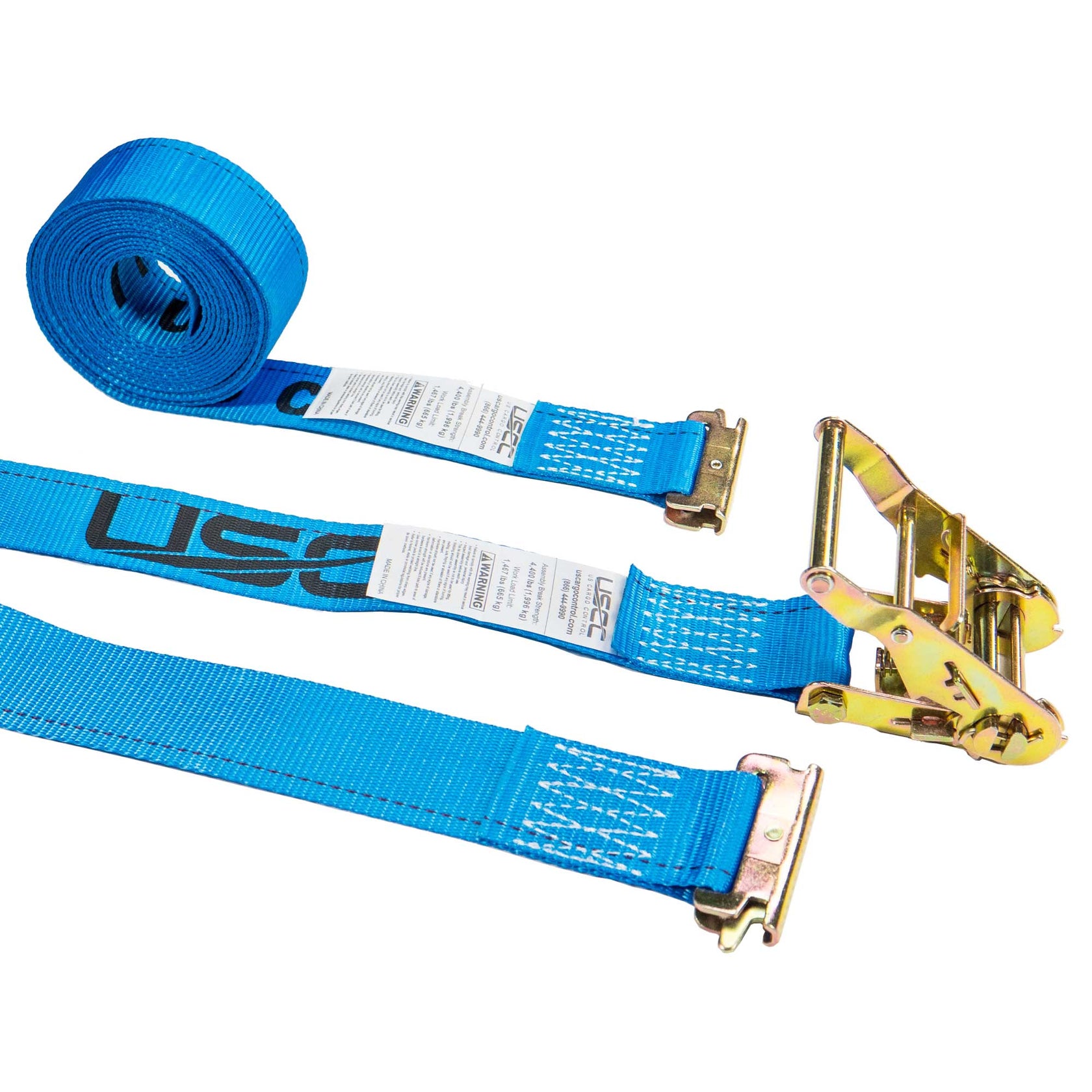 2" x 20' Blue Ratchet E-Track Tie Down Strap | 4,400 Break Strength