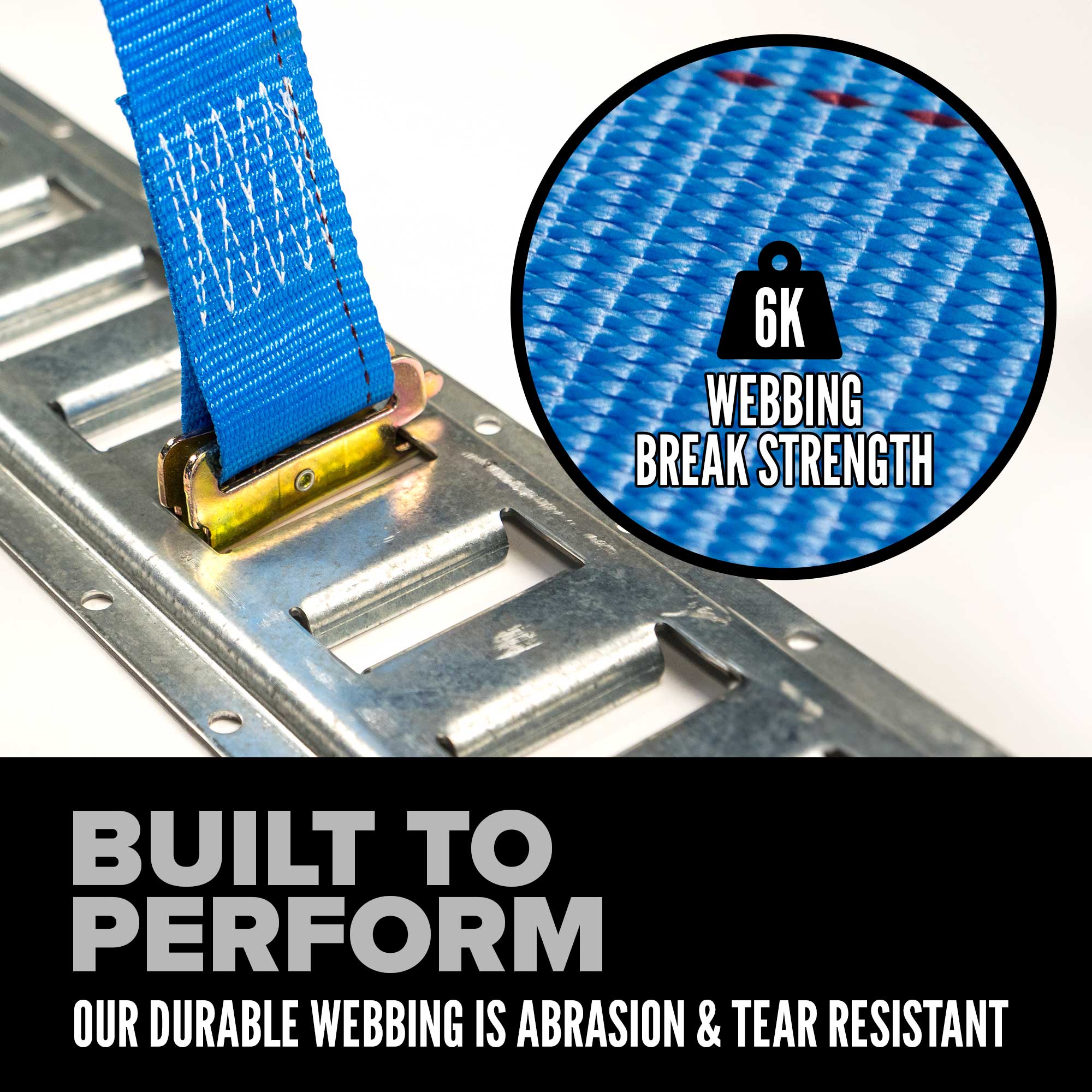 2" x 20' Blue Ratchet E-Track Tie Down Strap | 4,400 Break Strength