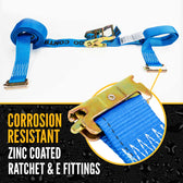 2" x 20' Blue Ratchet E-Track Tie Down Strap | 4,400 Break Strength