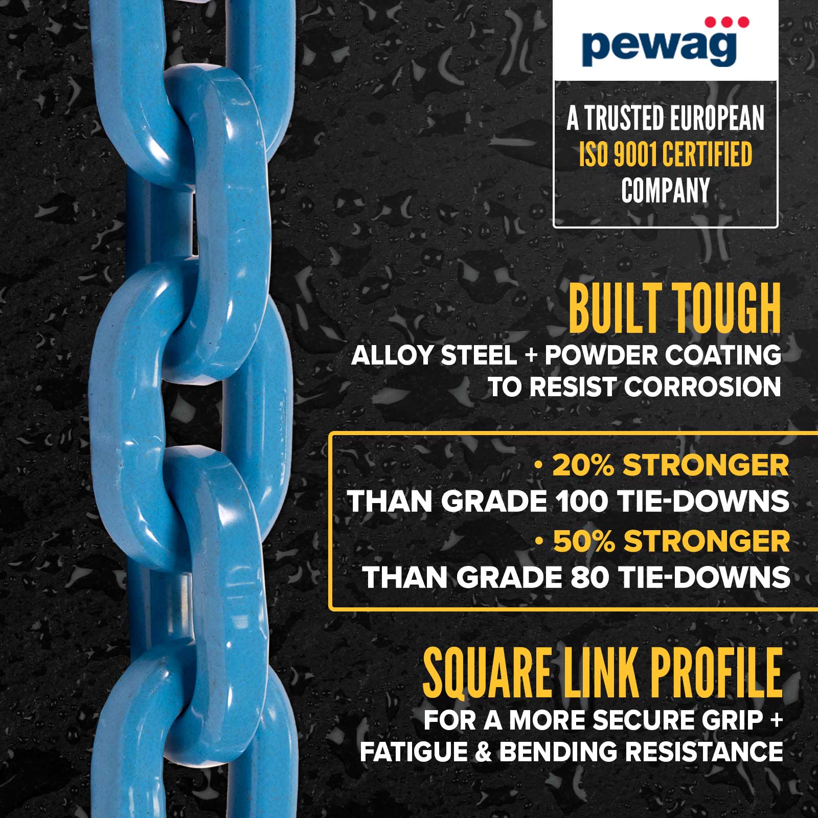 1/2" x 20' Tie Down Chain | Grade 120 Chain Tie Down