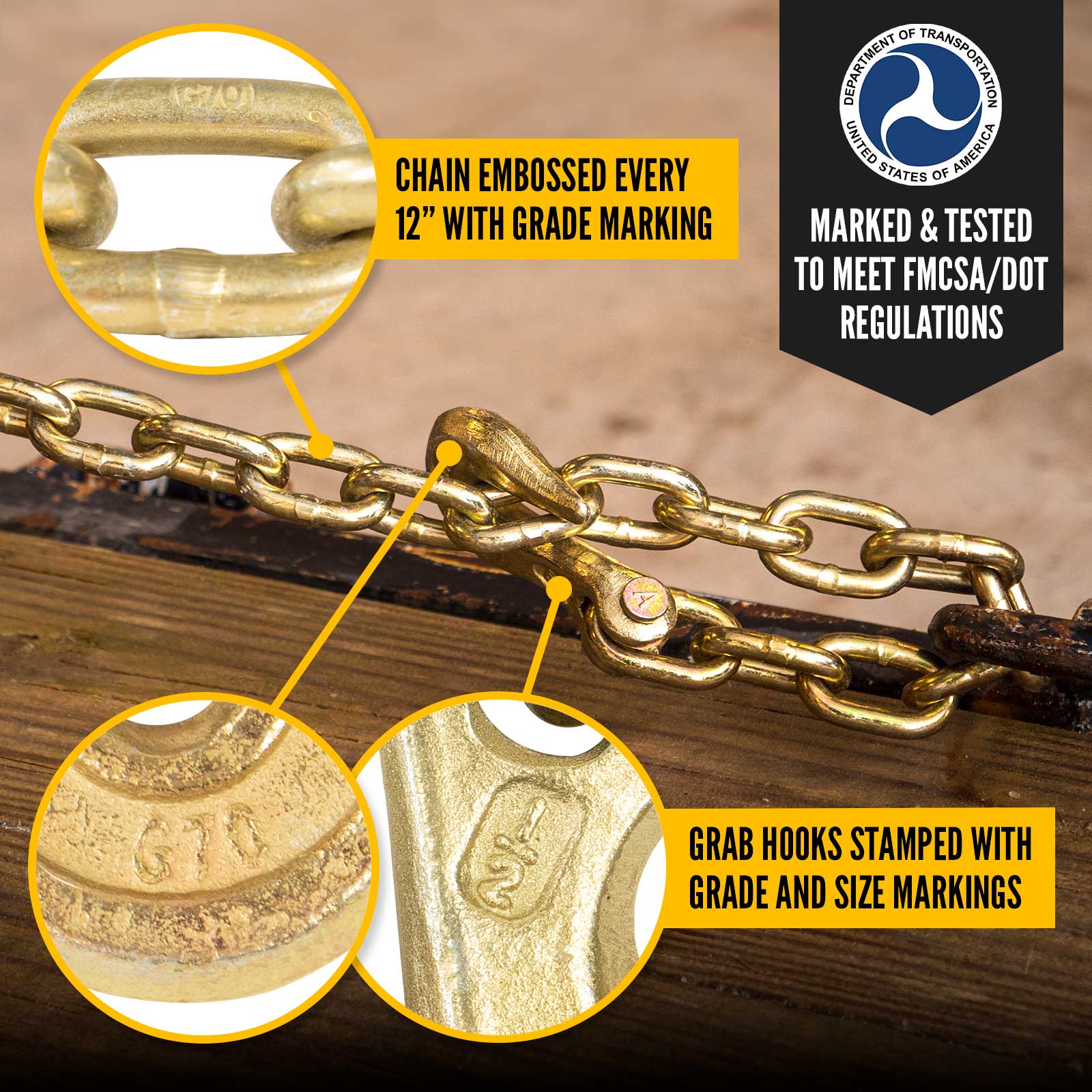 1/2" x 16' Grade 70 Transport Chain | G70 Chain Tie Down
