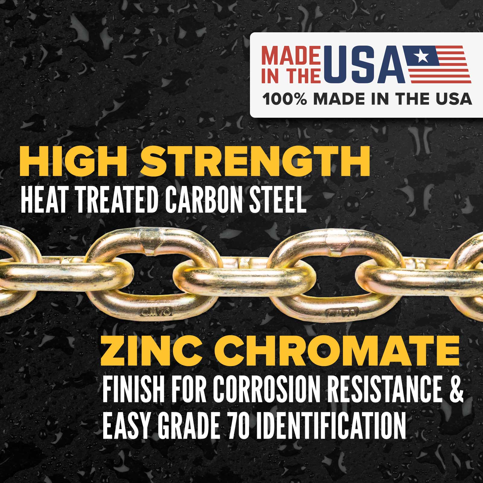 1/2" x 20' CM® Transport Chain | G70 Chain Tie Down | Made in USA