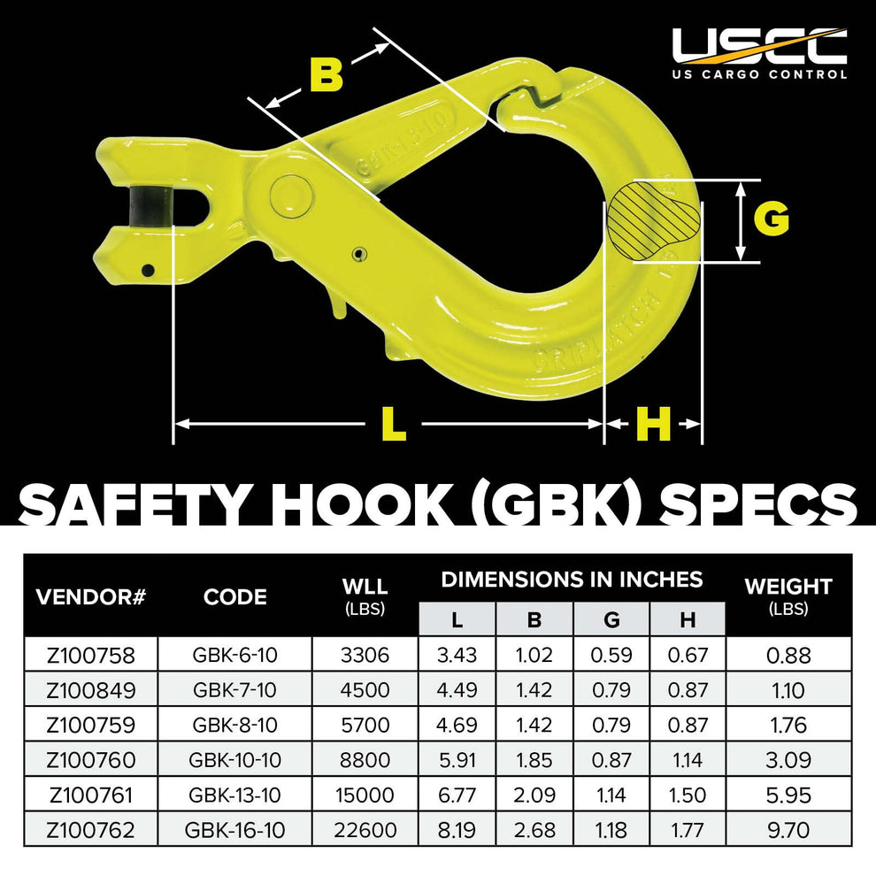 Gunnebo 5/16" GBK Self-Closing Safety Hook - Grade 100