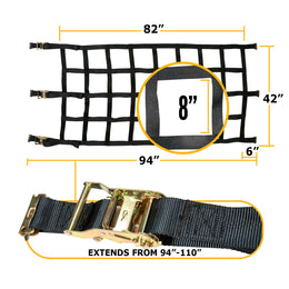 Trailer Cargo Nets - 42" x 82" Industrial Cargo Net w/ Ratchets