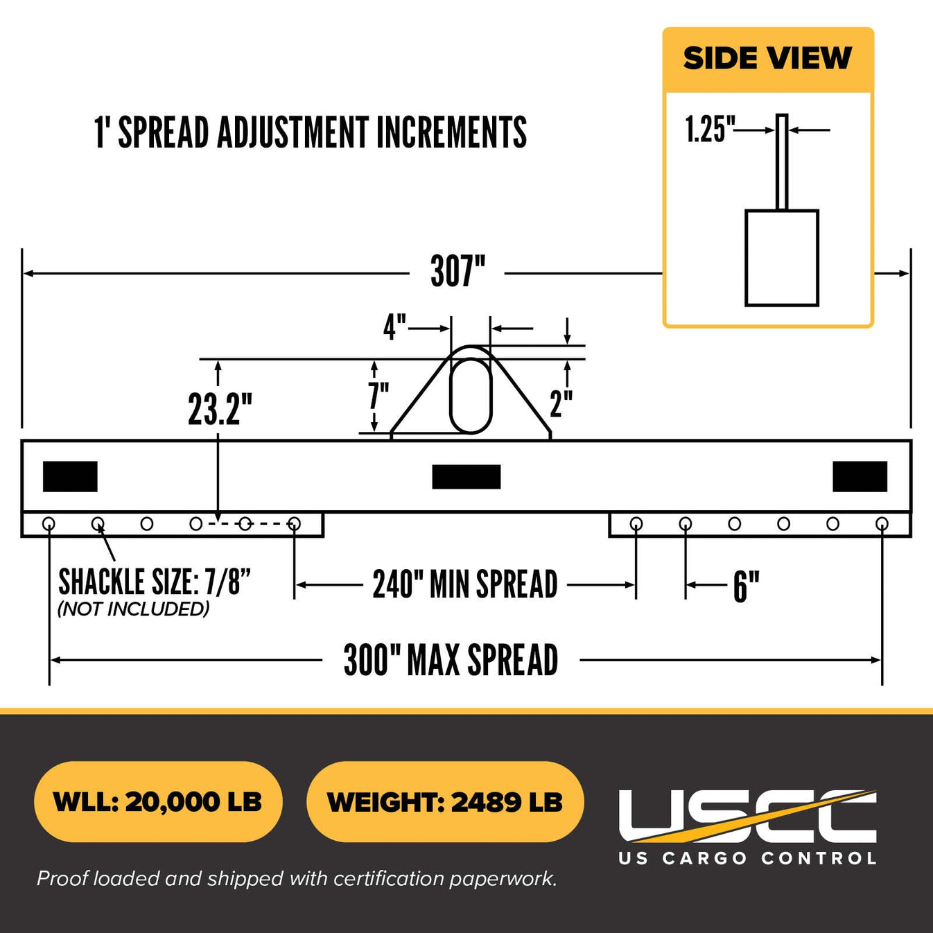 Adjustable Lifting Beam | Low Headroom | 20,000 lb WLL | 20' to 25'