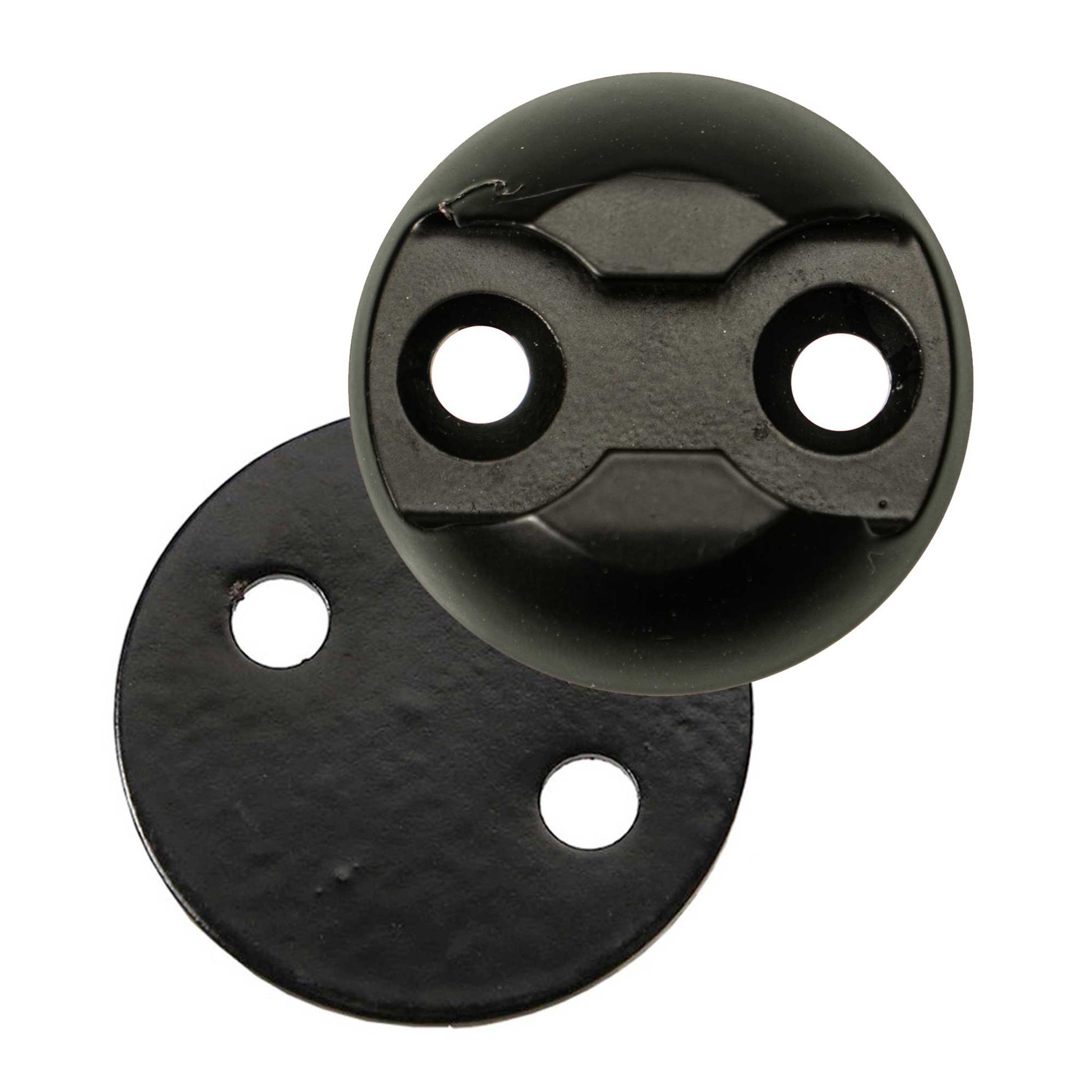 Single Stud Round L-Track Anchor Point with Bolt Plate | Black