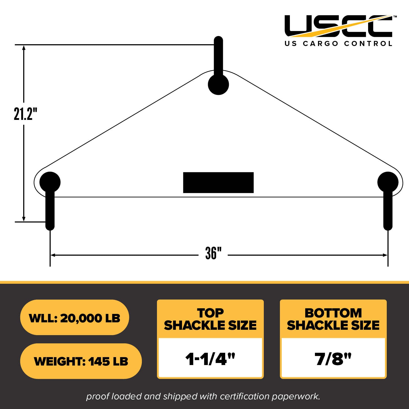 Small Length Lifting Beam (Shackle Top) - 20,000 Lb. Capacity - 3' Max ...