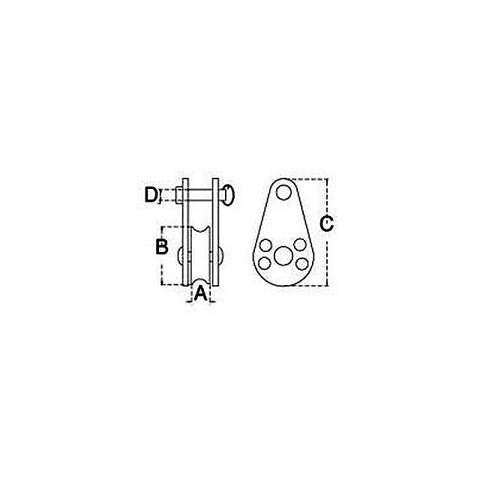 Pulley Block w/ Removable Pin & Nylon Sheave 1/4" x 1"
