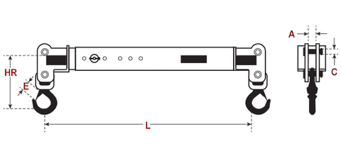 Spreader Beam Adjustable - 10,000 Lb. Capacity - 12' to 20' Spread