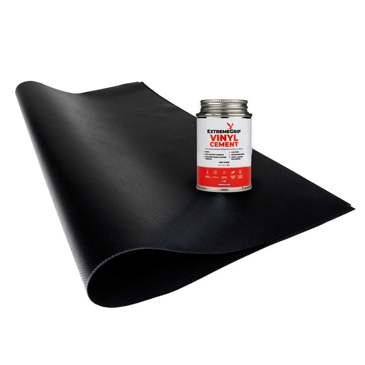 Tarp Repair Kit: Black 2'x2' Heavy Duty Steel Tarp and Vinyl Cement