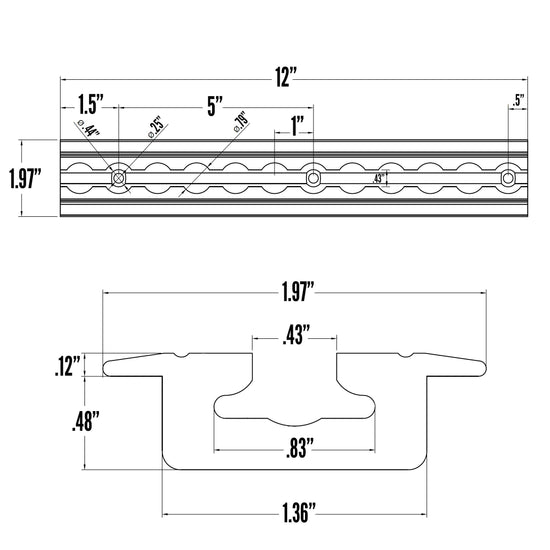 12" Flanged L-Track | Aluminum