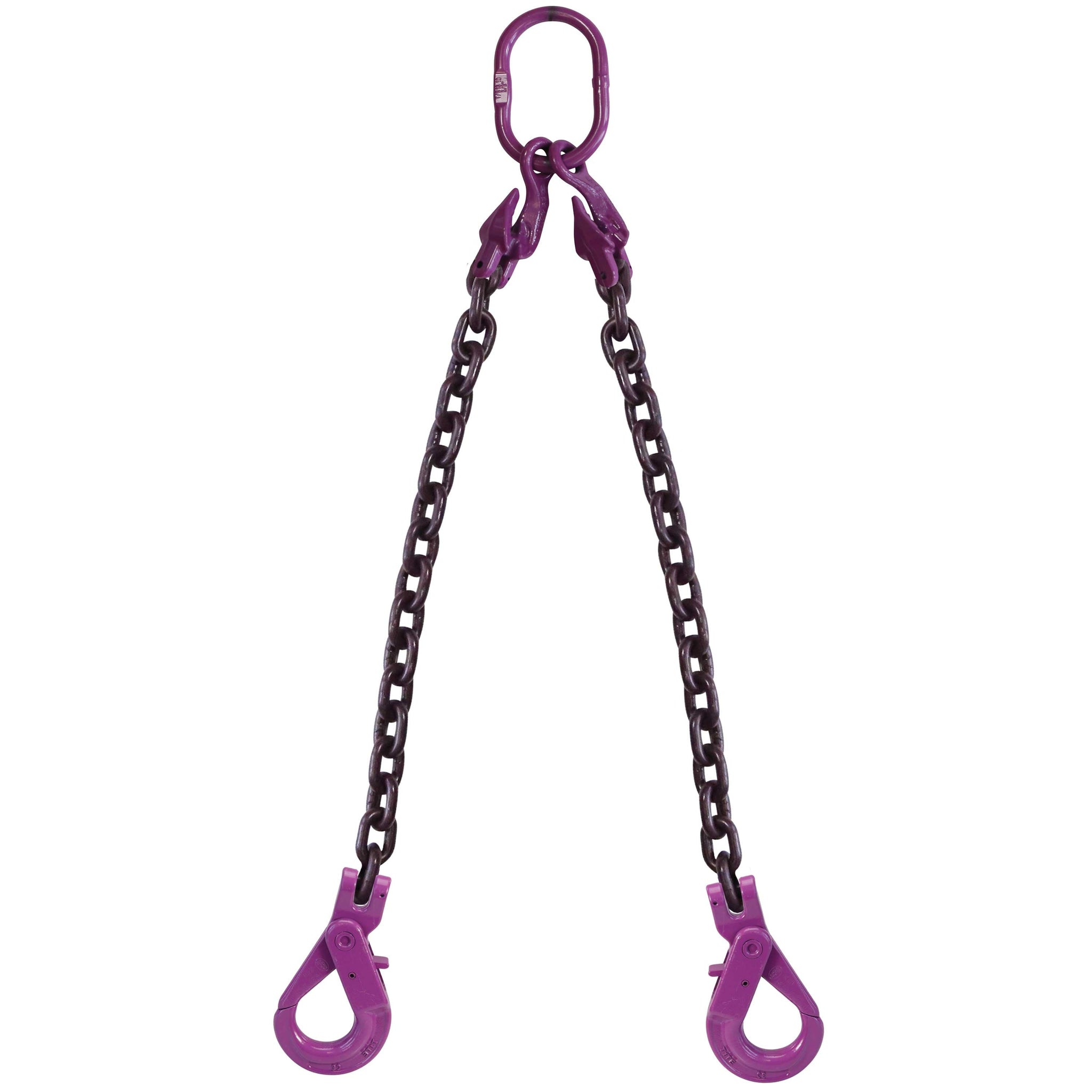 3/8" x 15' Adjustable 2 Leg Chain Sling w/ Self-Locking Hooks - Grade