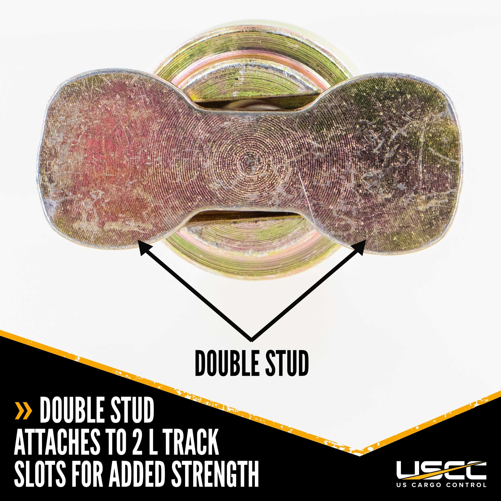 L-Track Double Lug Threaded Stud Fitting | 5,500 lbs. Break Strength