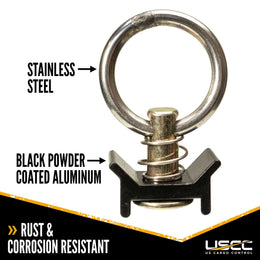 L-track Single Stud Fitting w/ Stainless Steel Round Ring - Black ...