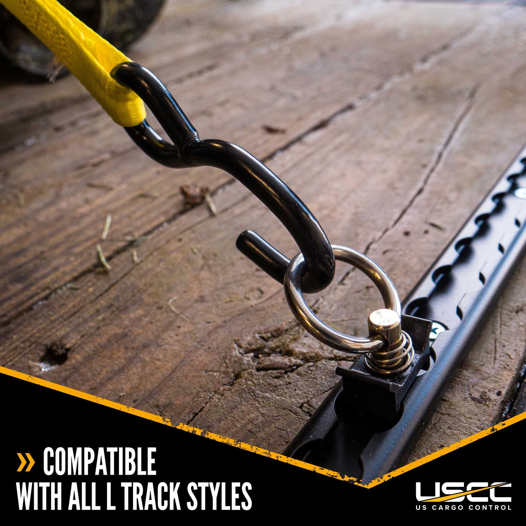 L-track Single Stud Fitting w/ Stainless Steel Round Ring - Black ...